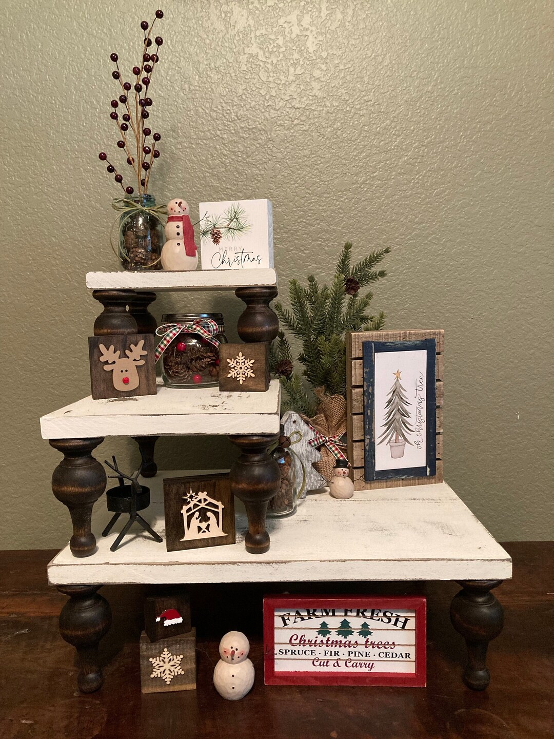 Tiered Farmhouse Riser Table | Riser Tables - Etsy