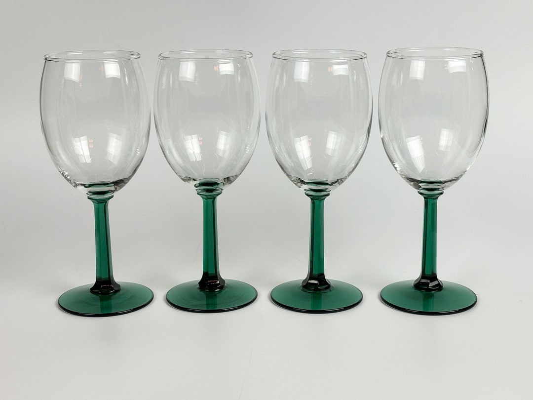 Vintage Green Stem Wine Glasses, Hexagonal Stem - Set of 4 - Etsy