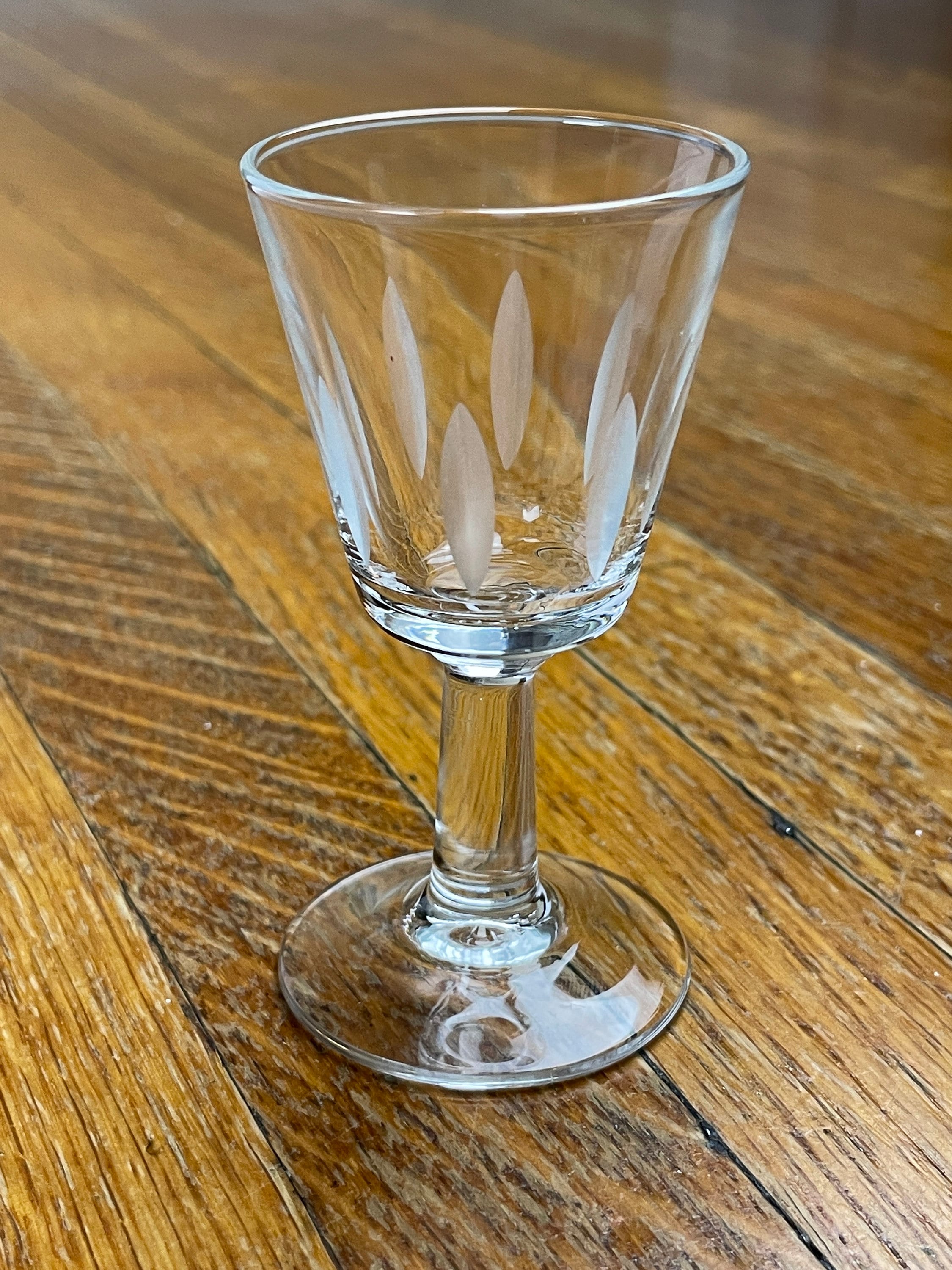 Vintage Clear Aperitif Glasses With Minimalist Cut Glass Ellipse ...