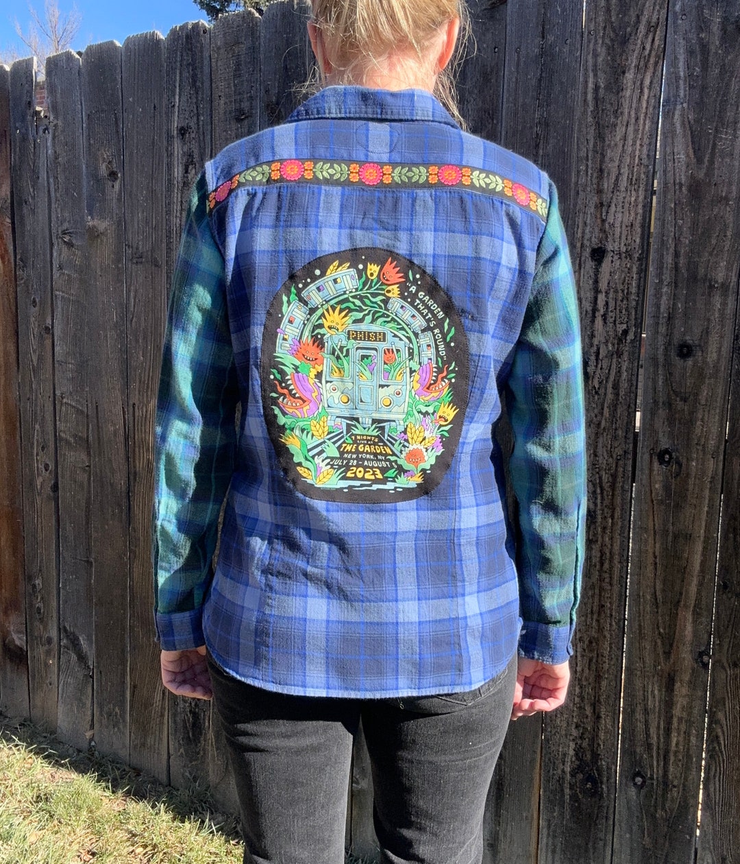 Womens Medium Phish MSG Two Toned Flannel Shirt With Flower Trim, Phish ...