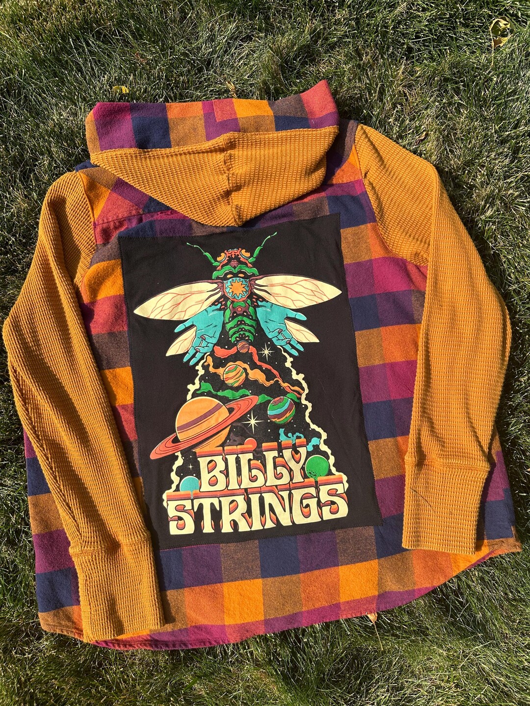 Womens Large BMFS Flannel Hoodie, Upcycled Clothing, Bluegrass Fanart ...