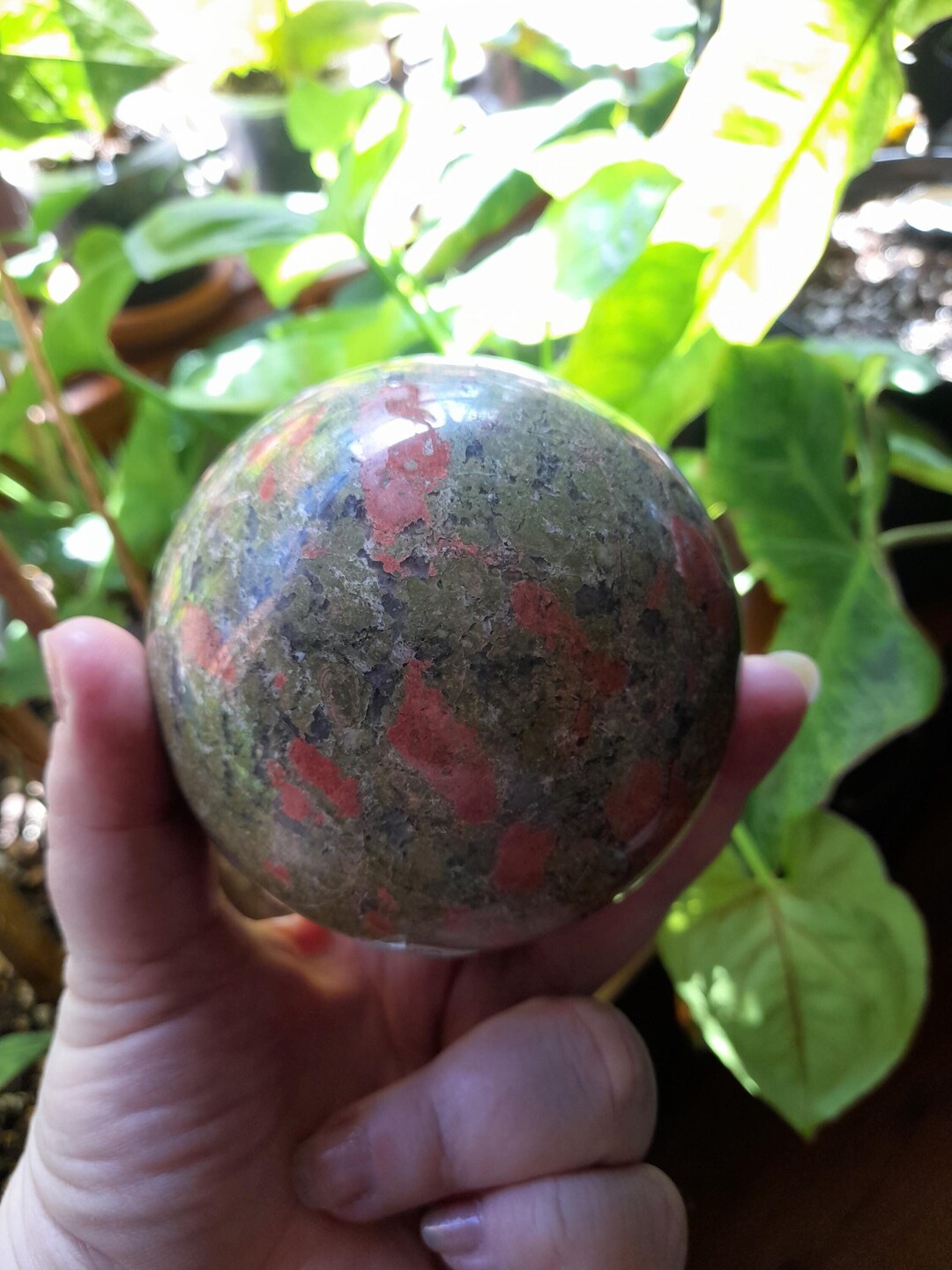 Large Unakite Sphere, Gemstone Carving, Natural Crystal Ball, Large ...
