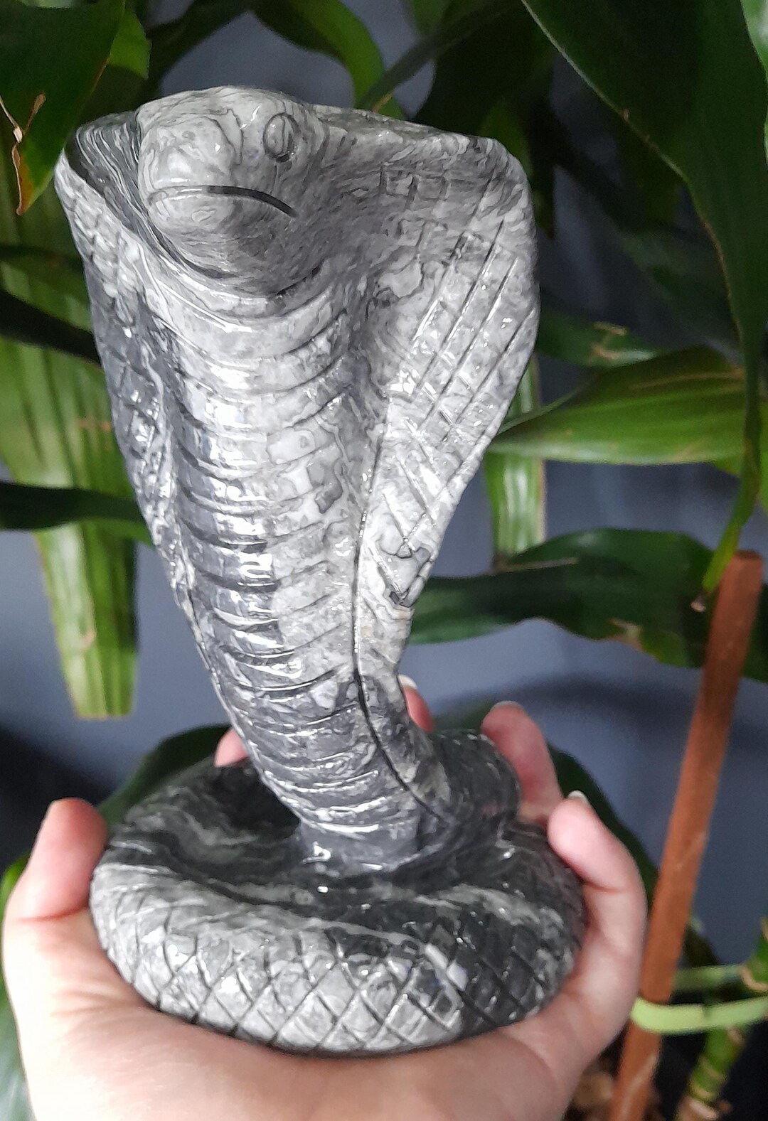 Picasso Jasper Cobra Snake Carving, Altar Sculpture, Alternative Decor ...