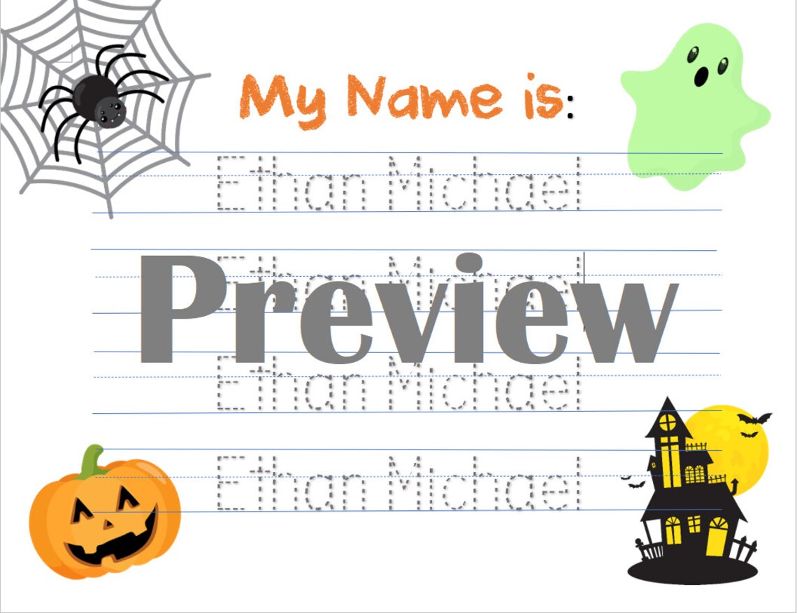 Halloween Theme Custom Name-tracing Printable - Etsy UK