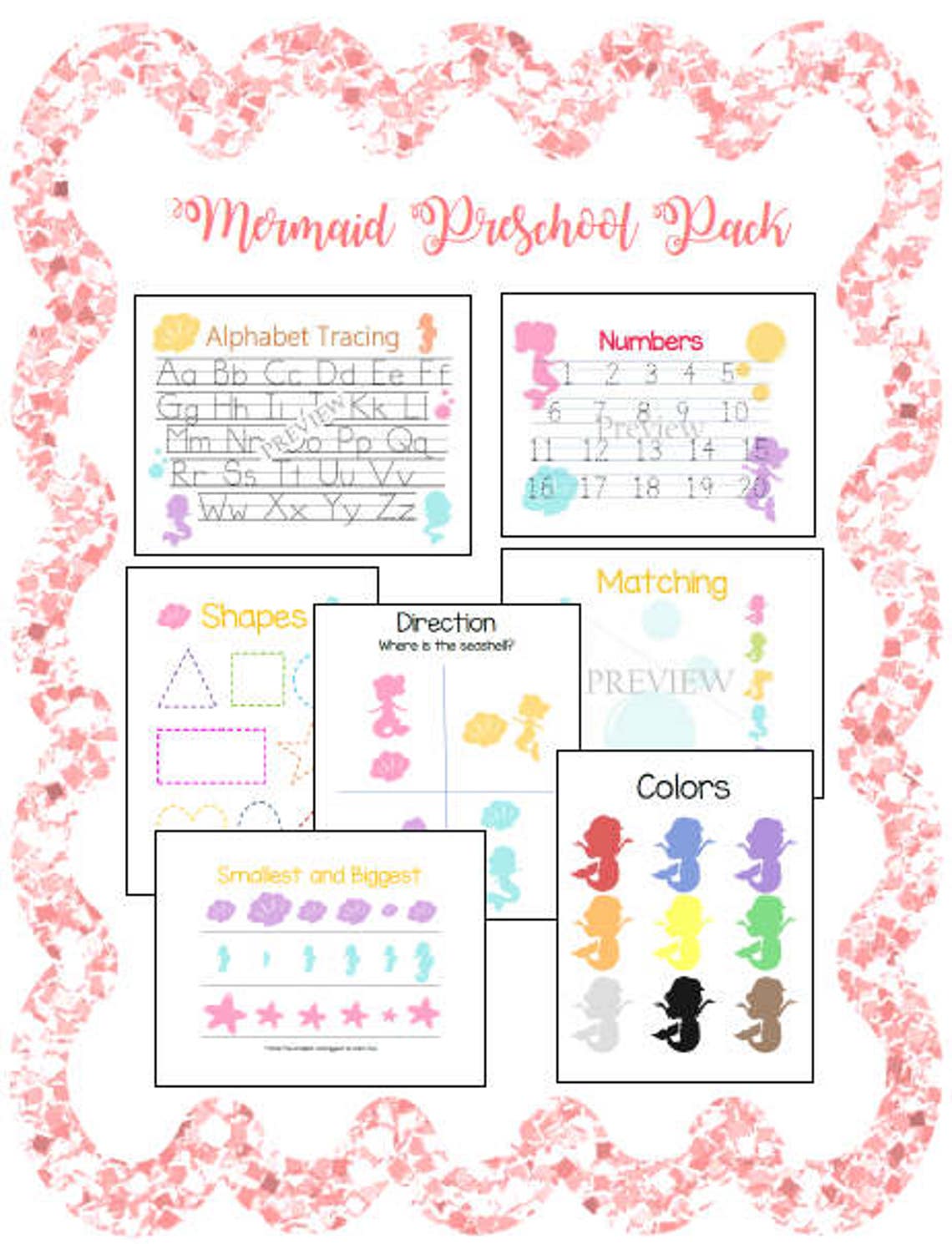 Preschool Learning Printable Pack: Mermaid Theme - Etsy
