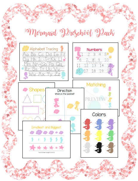 Preschool Learning Printable Pack: Mermaid Theme - Etsy