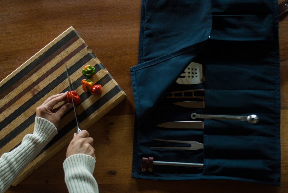 Canvas and Leather Knife Roll Chefs Roll Gifts for Chef's FREE ...