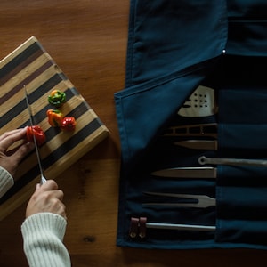 Canvas and Leather Knife Roll | Chefs Roll | Gifts for Chef's | FREE ...