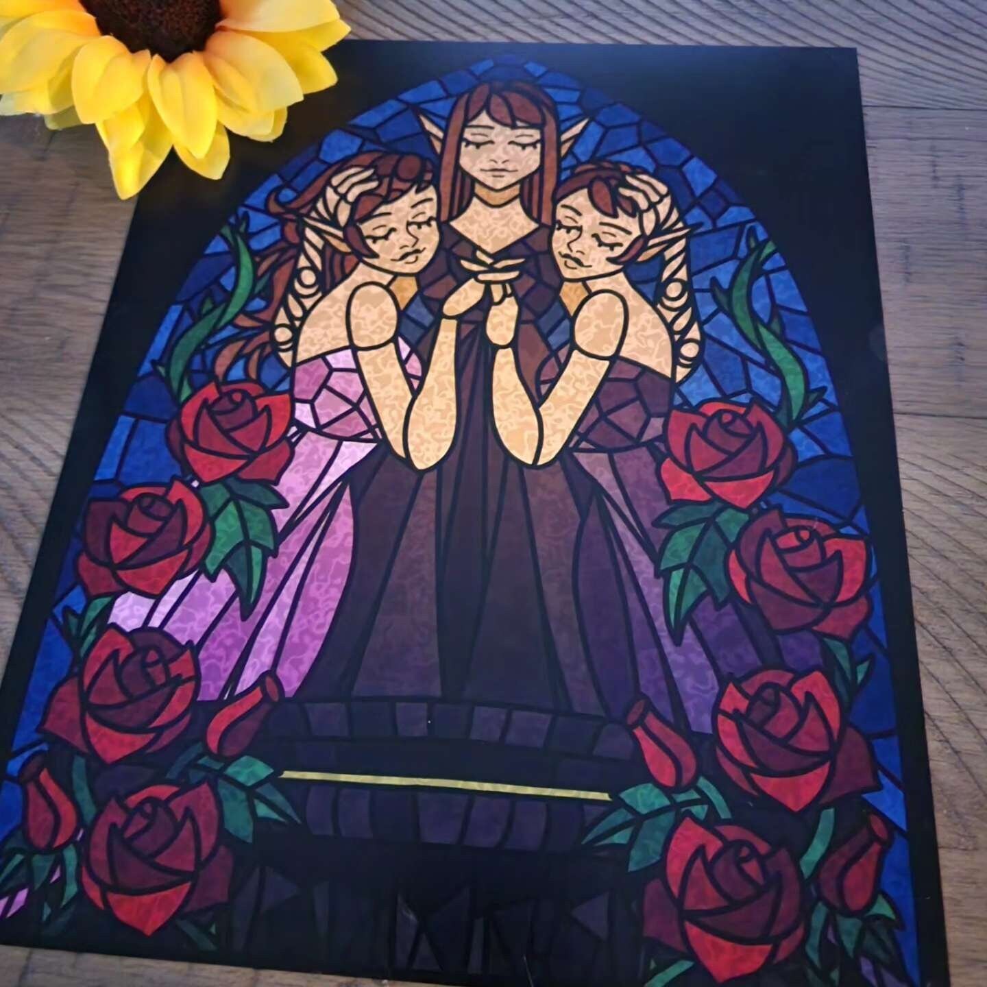 ACOTAR - Stained Glass Fanart Print - Feyre, Nesta, and Elain - Art ...