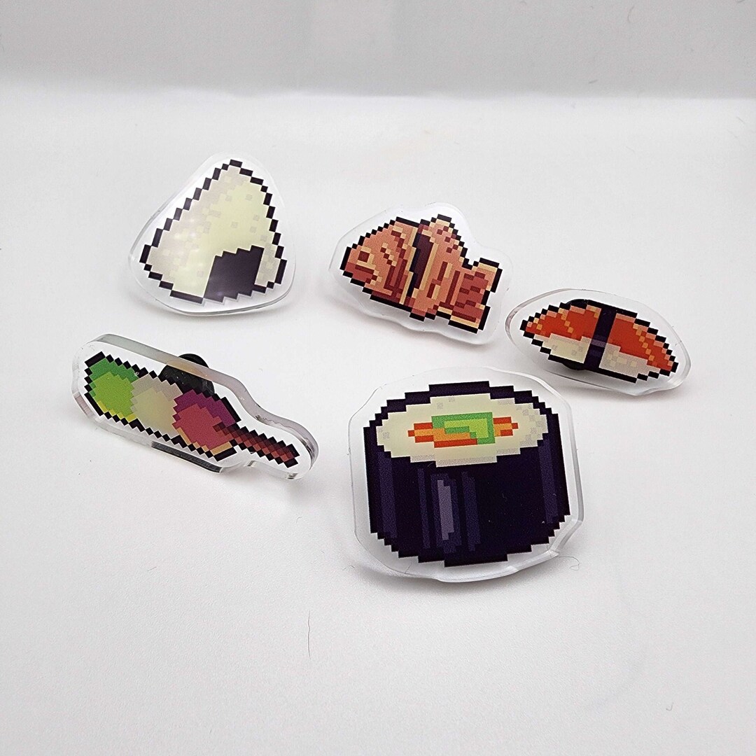 Cute Japanese Pixel Food Pin Pack - 5 Pins - Kawaii Japanese - Pixel ...