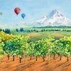 Vineyard Art Print luminous Hilltop Vineyard Watercolor Landscape Painting, Hand-signed Art ...
