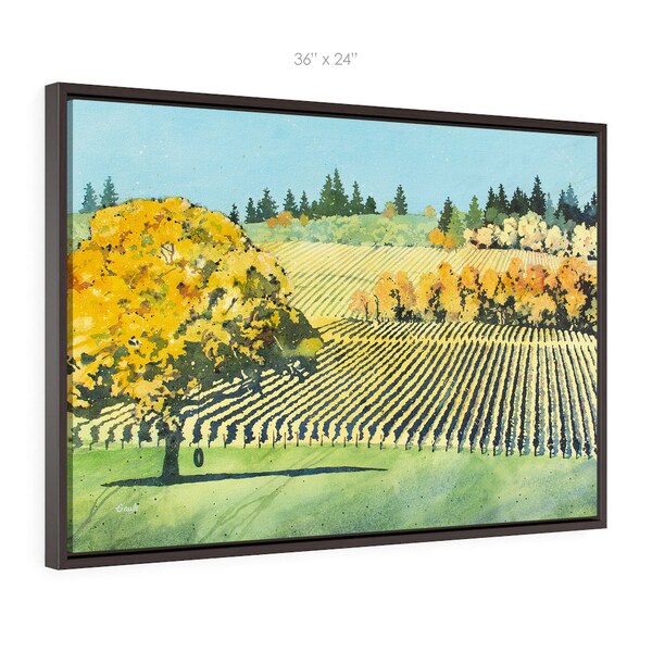 Vineyard Art Print after the Autumn Harvest Watercolor Landscape Painting, Hand-signed Art Print ...