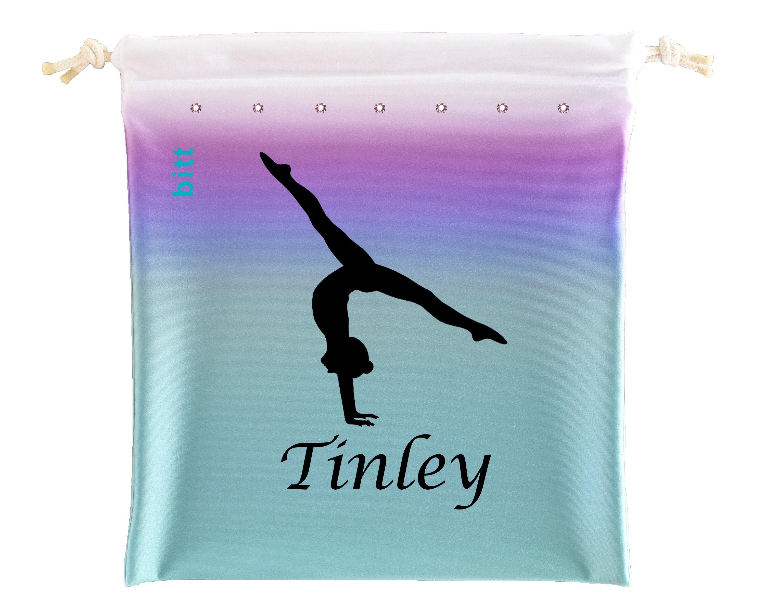 Personalized Gymnastics Grip Bag - Teal Purple and White Ombre Split ...