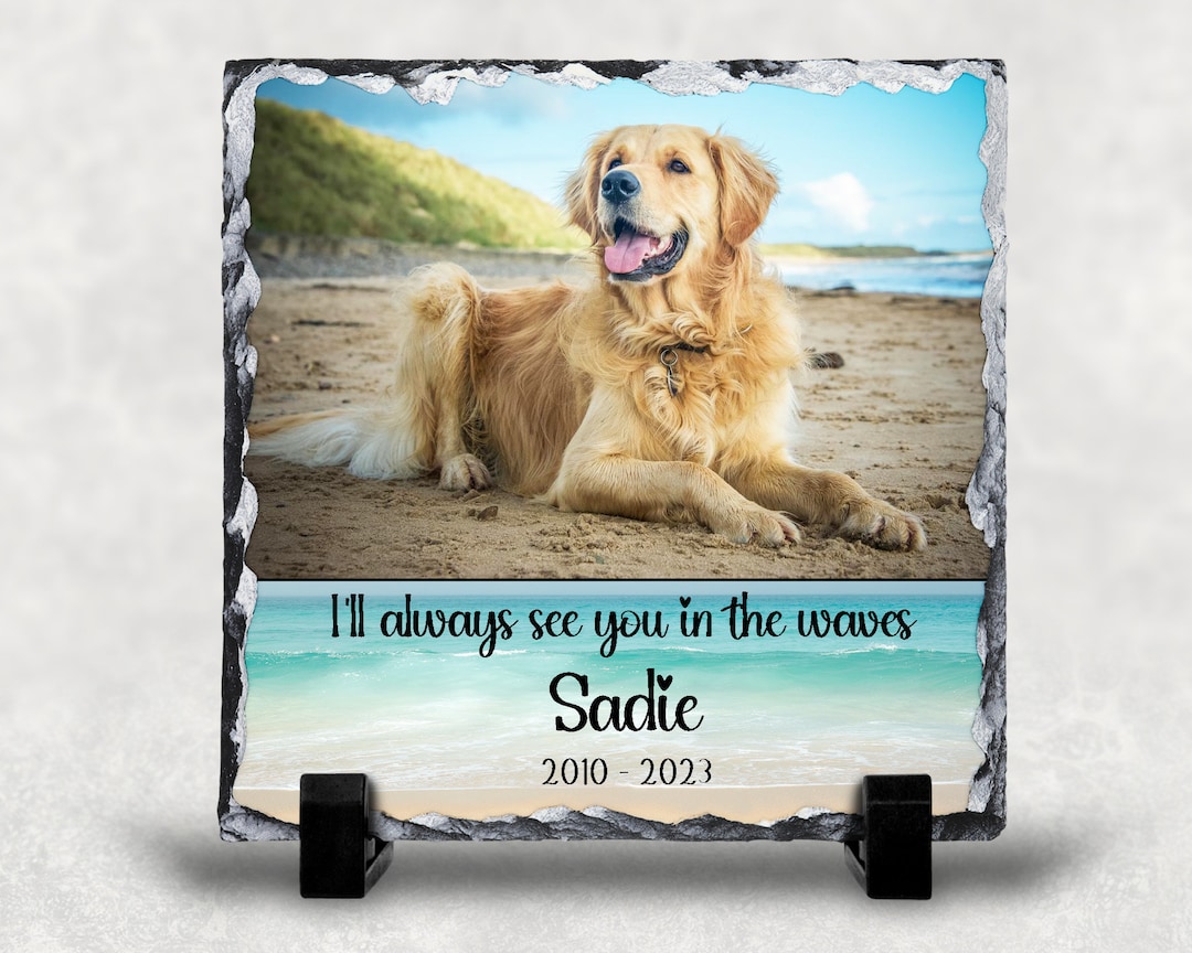 Personalized Pet Memorial Photo Rock Slate Pet Loss Gift Dog Memorial ...