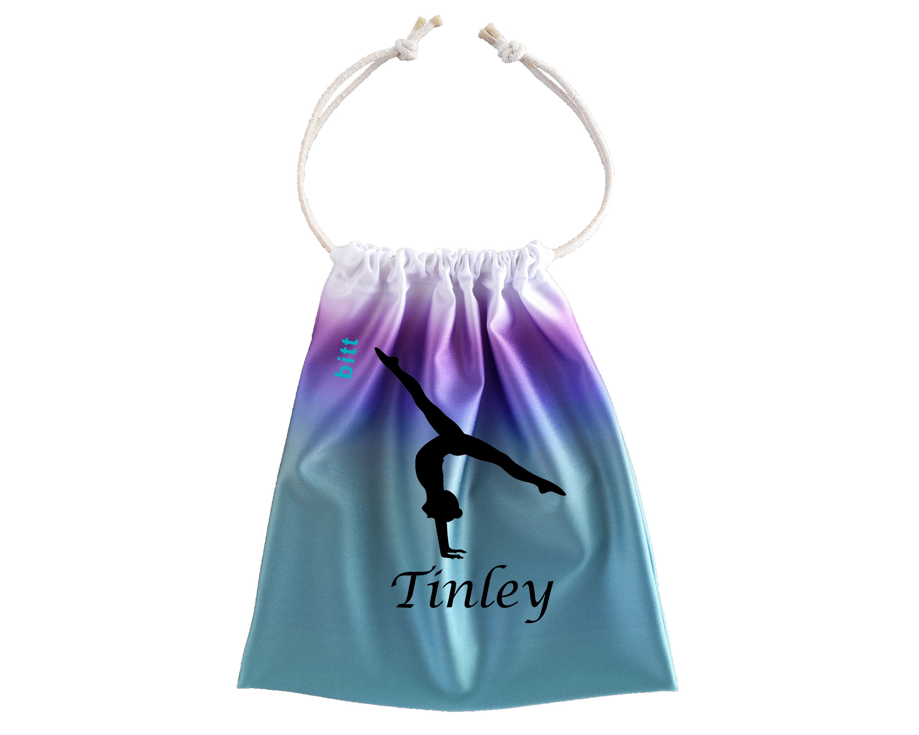 Personalized Gymnastics Grip Bag - Teal Purple and White Ombre Split ...