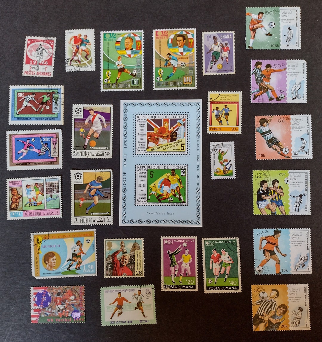 25 Used Vintage Postage Stamps of Football, Ephemera Scraps ...