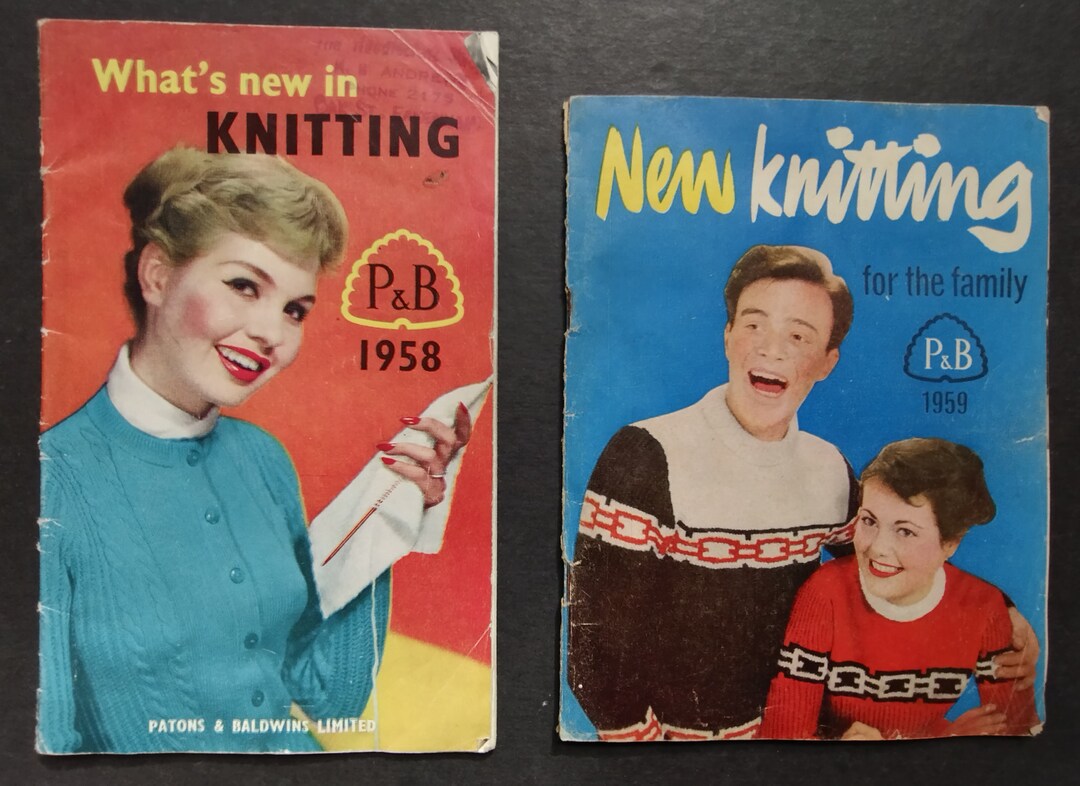 2 Vintage 1950's Knitting Pattern Booklets Paper Ephemera for Scrap ...