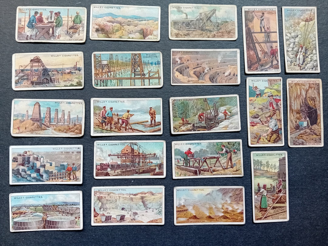 20 Vintage Cigarette Cards of Mining Ephemera for Scrapbooks, Junk ...