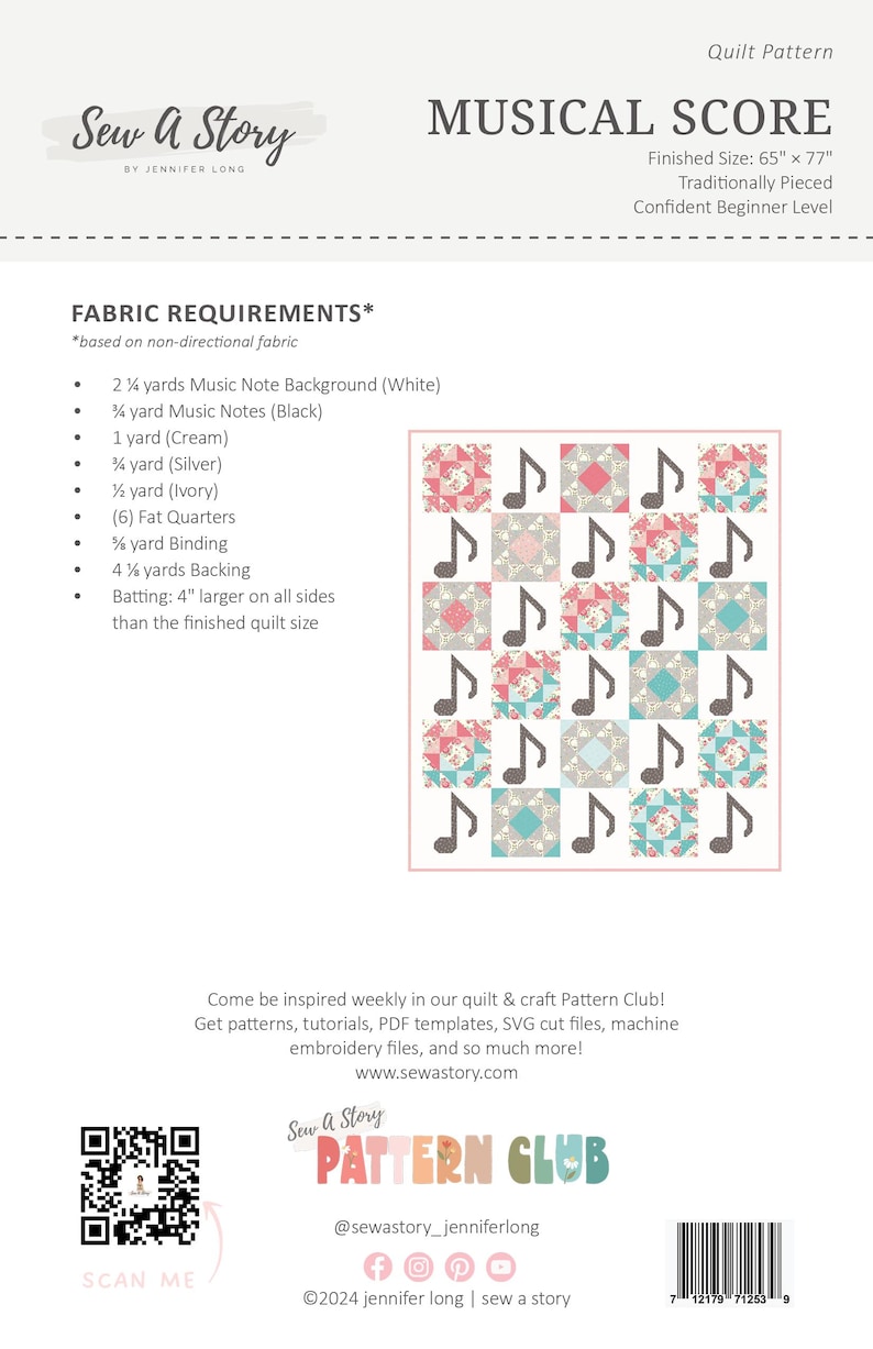 Musical Score Quilt Pattern - Etsy