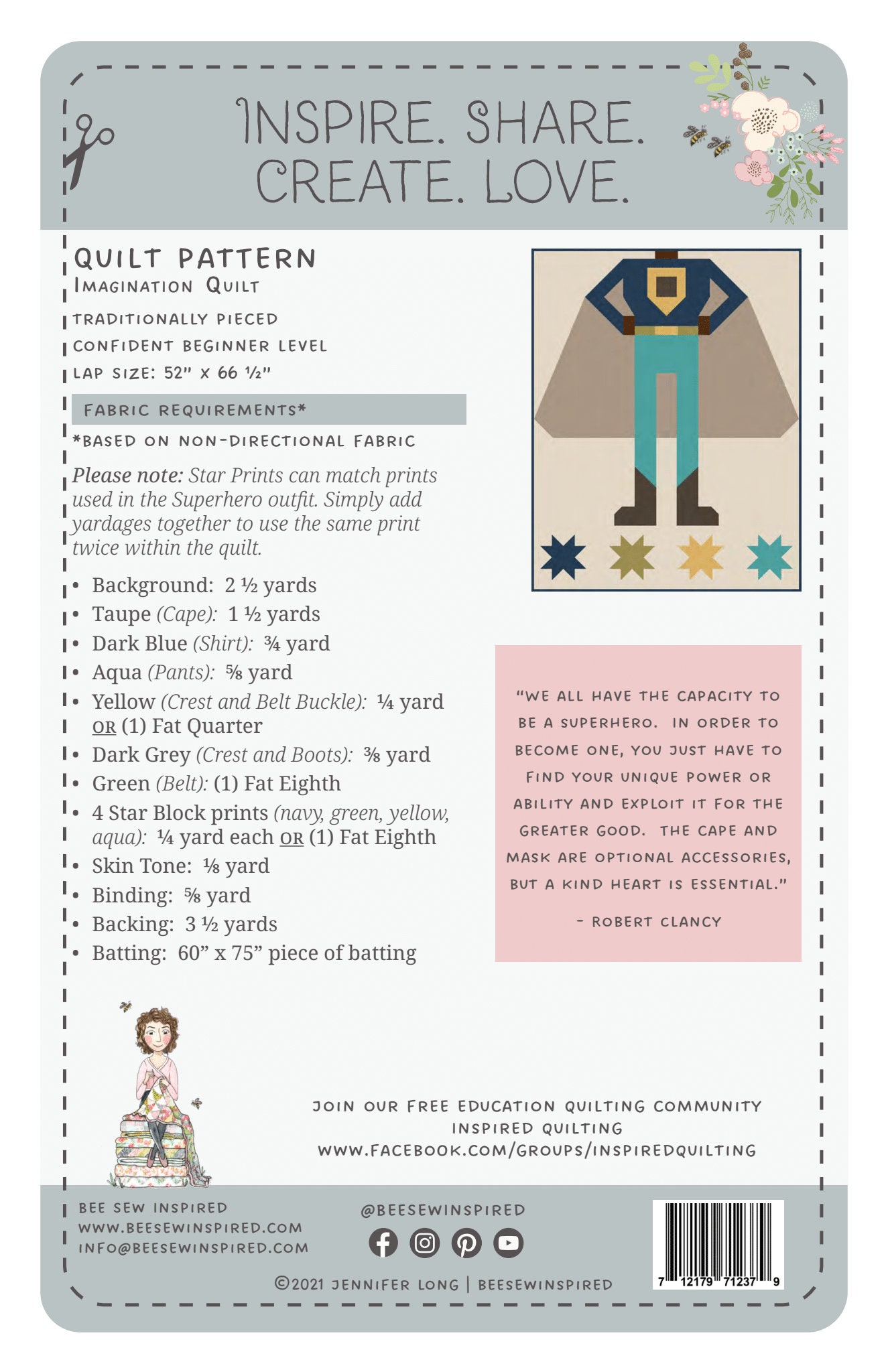 Be A Superhero - Be Brave - Quilt Pattern - Etsy