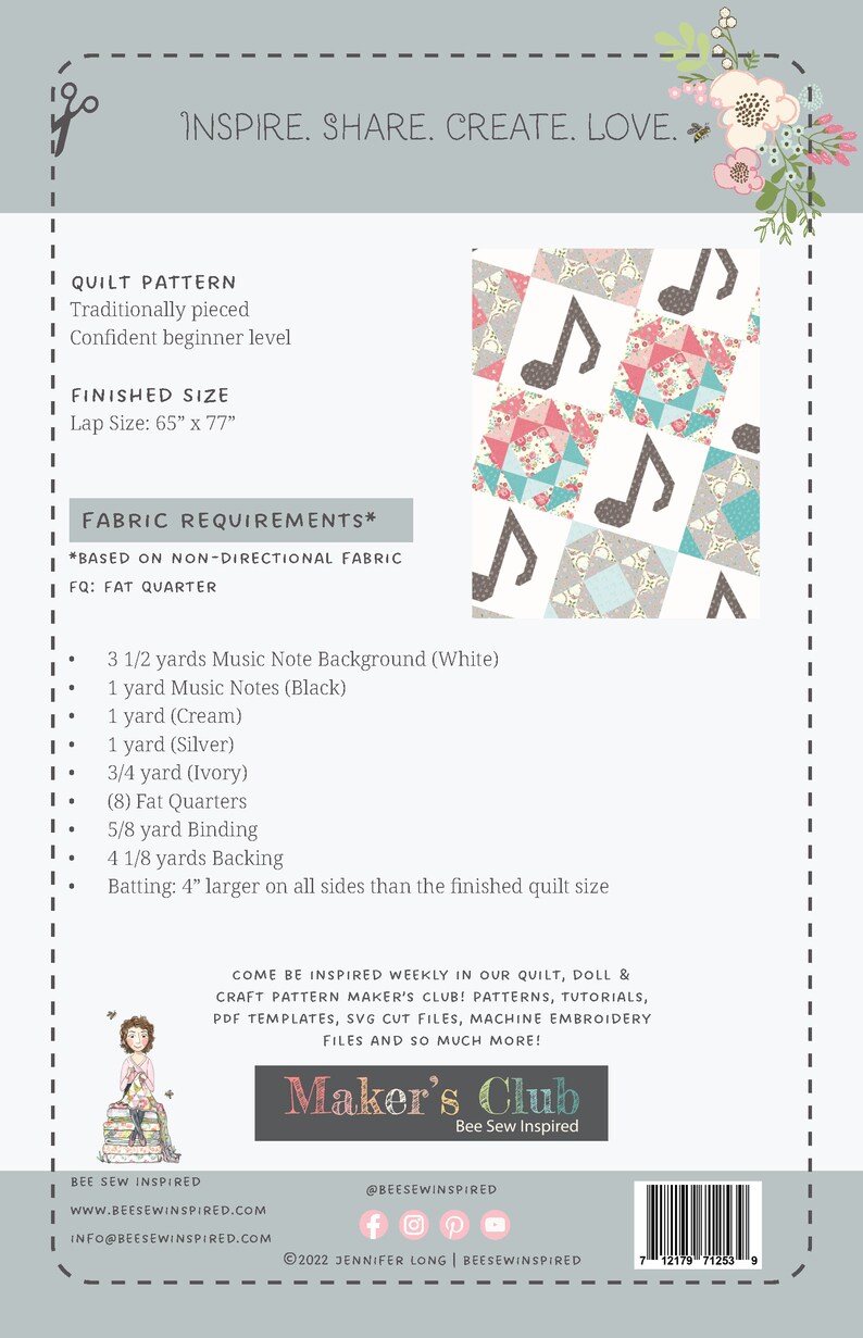 Musical Score Quilt Pattern - Etsy