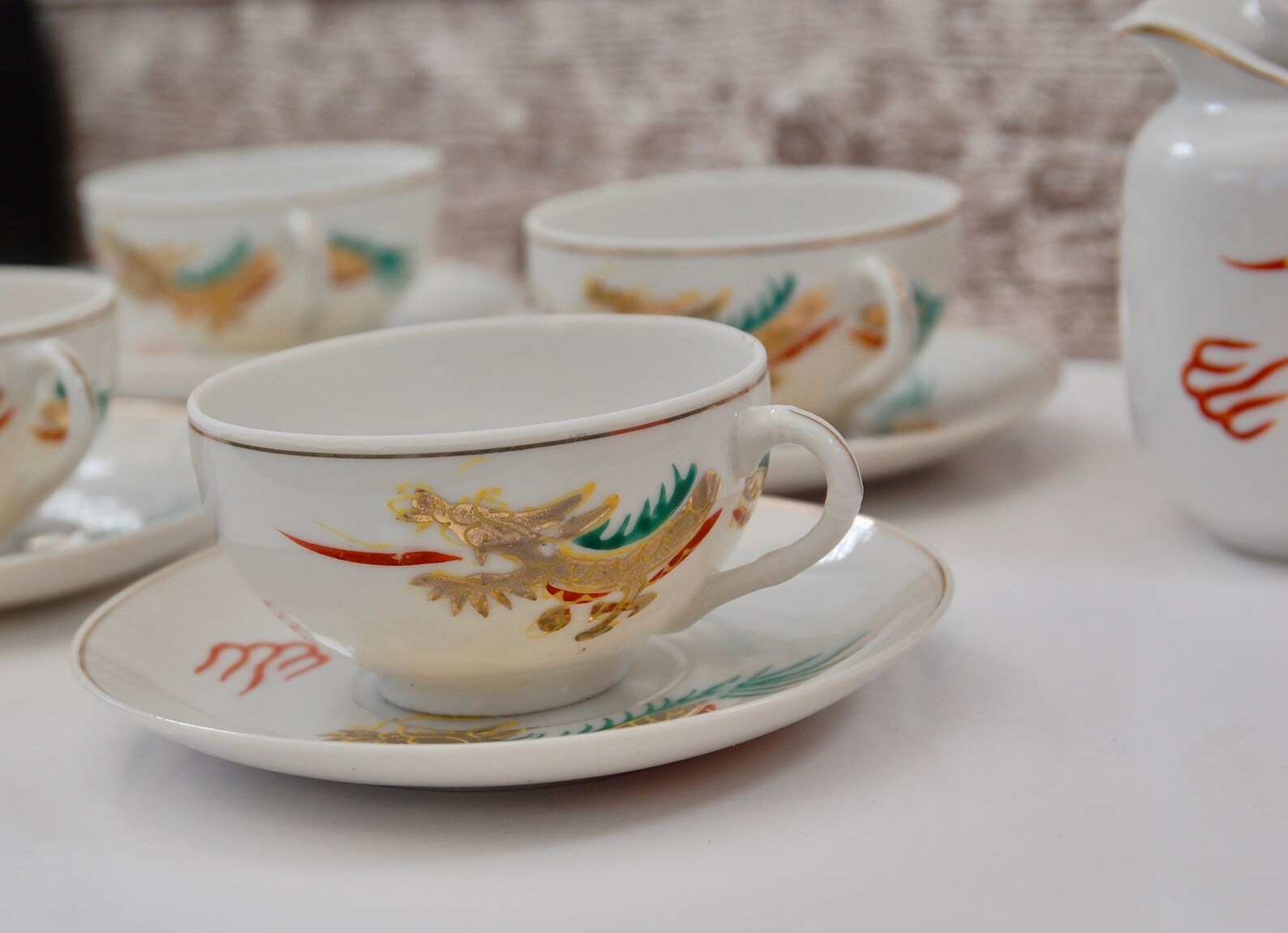 Oriental Eggshell Tea Set Geisha Girl 4 Cups and Saucers | Etsy