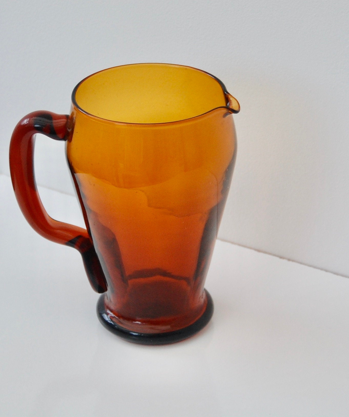 Vintage Large amber glass jug pitcher. 1 litre | Etsy