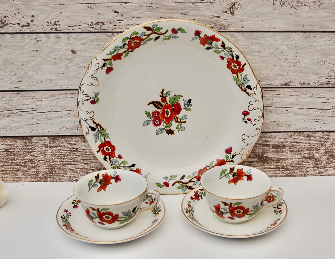 Vintage John Maddock & Sons Royal Vitreous tea set 2 duos - Etsy.de