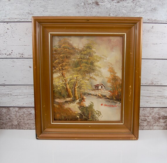 Vintage Framed Oil on Board Painting by B Groneman. Signed. | Etsy