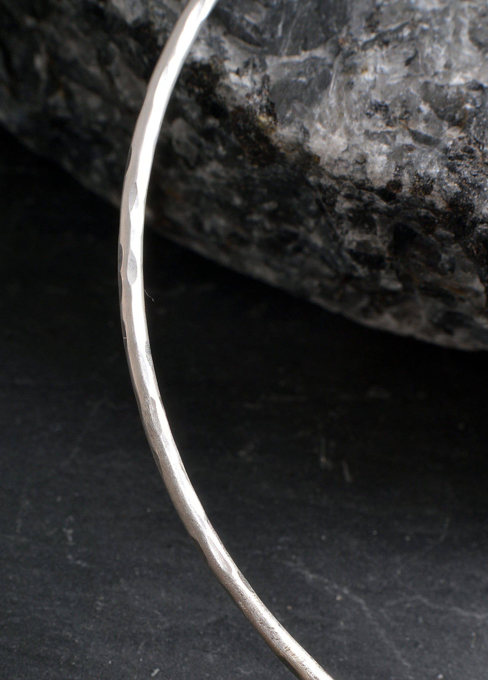 Silver bangle handmade sterling silver solid flat hammered | Etsy