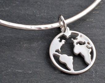 925 World Map Charm - Etsy