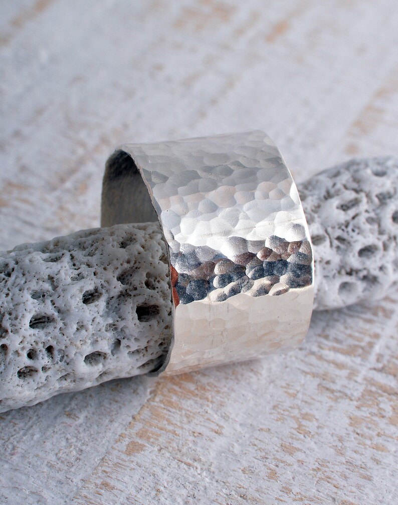 Sterling Silver Handmade 12mm Hammered Band Ring 925 Hammer - Etsy