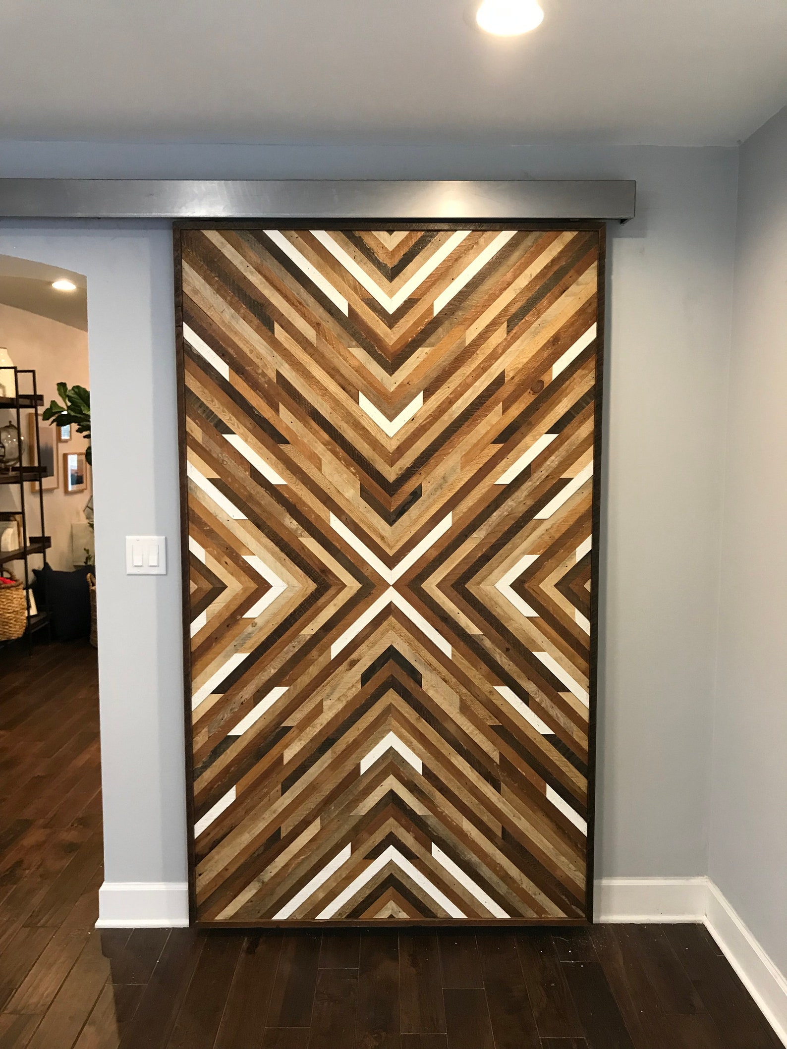 Geometric Wood Art/barn Door| Modern Pattern Reclaimed Wood - Etsy