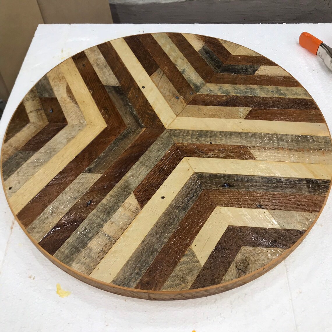 Custom Sized Round Reclaimed Wood Lath Table Top - Etsy