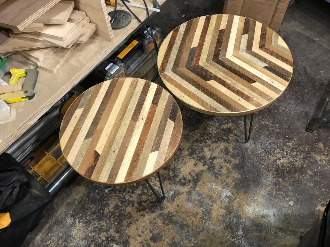 Small Reclaimed Wood Lath Round Coffee Table - Etsy