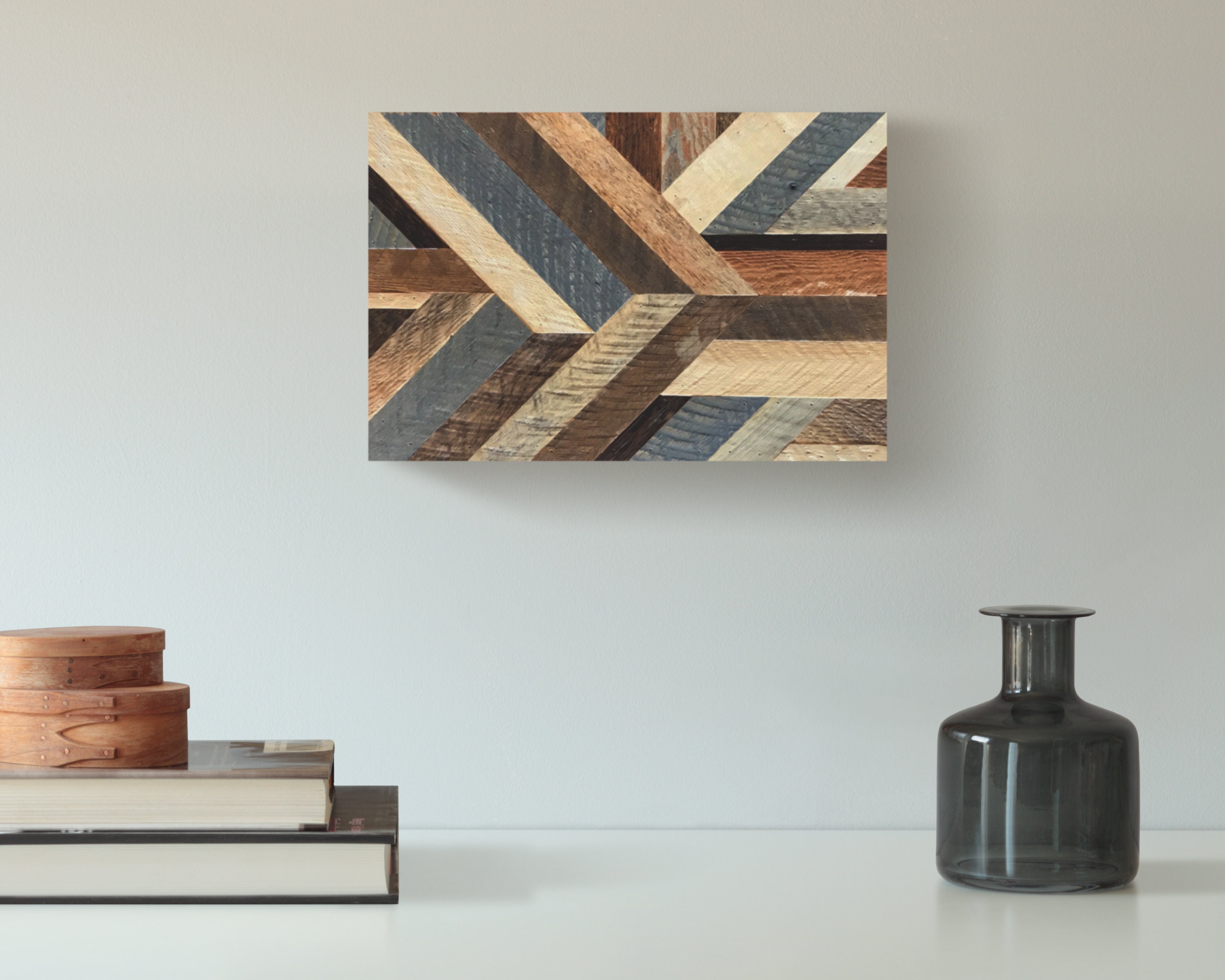 Geometric Wood Wall Art Modern Pattern Reclaimed Wood | Etsy