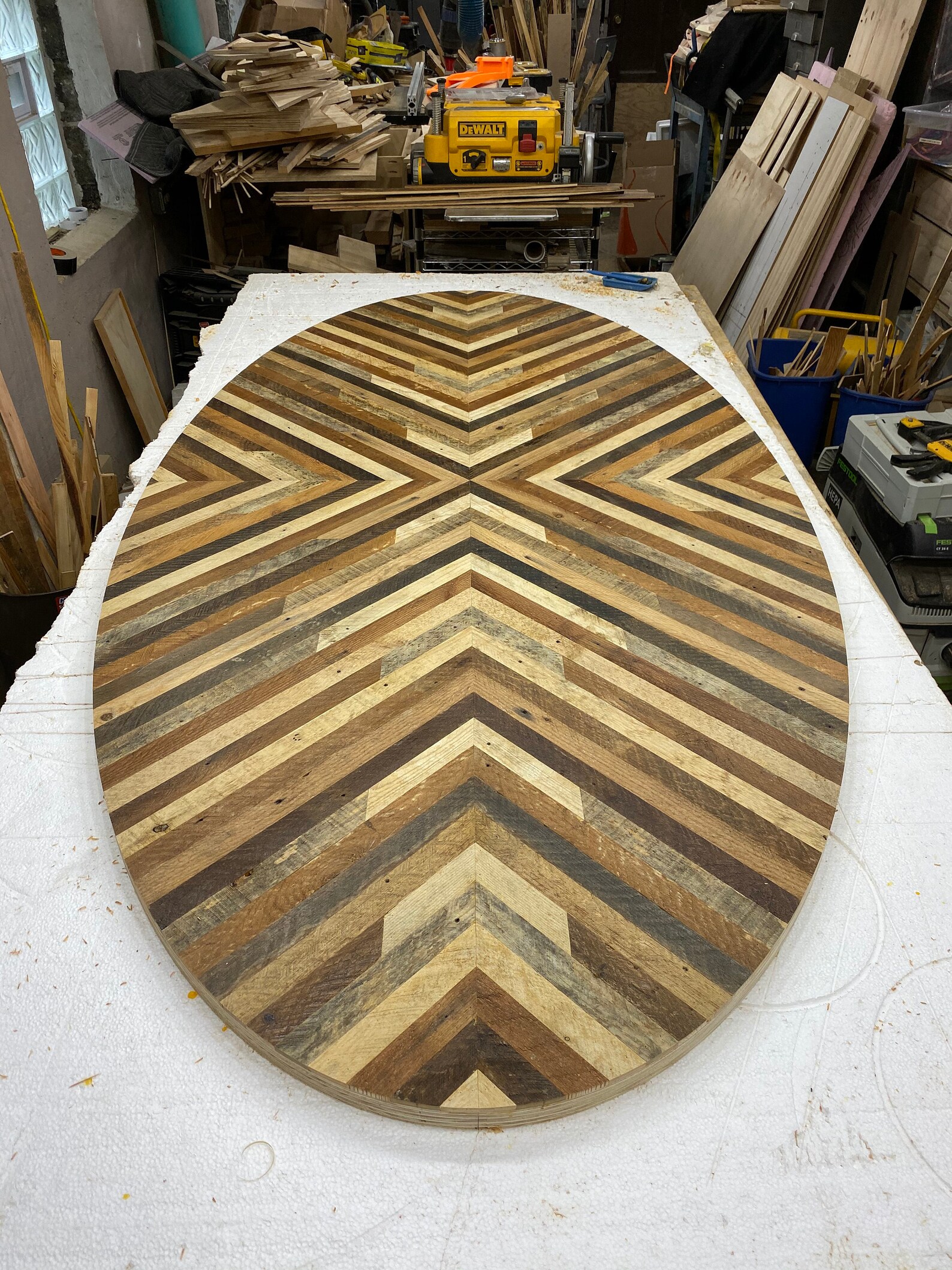 Oval Reclaimed Wood Lath Dining Table - Etsy