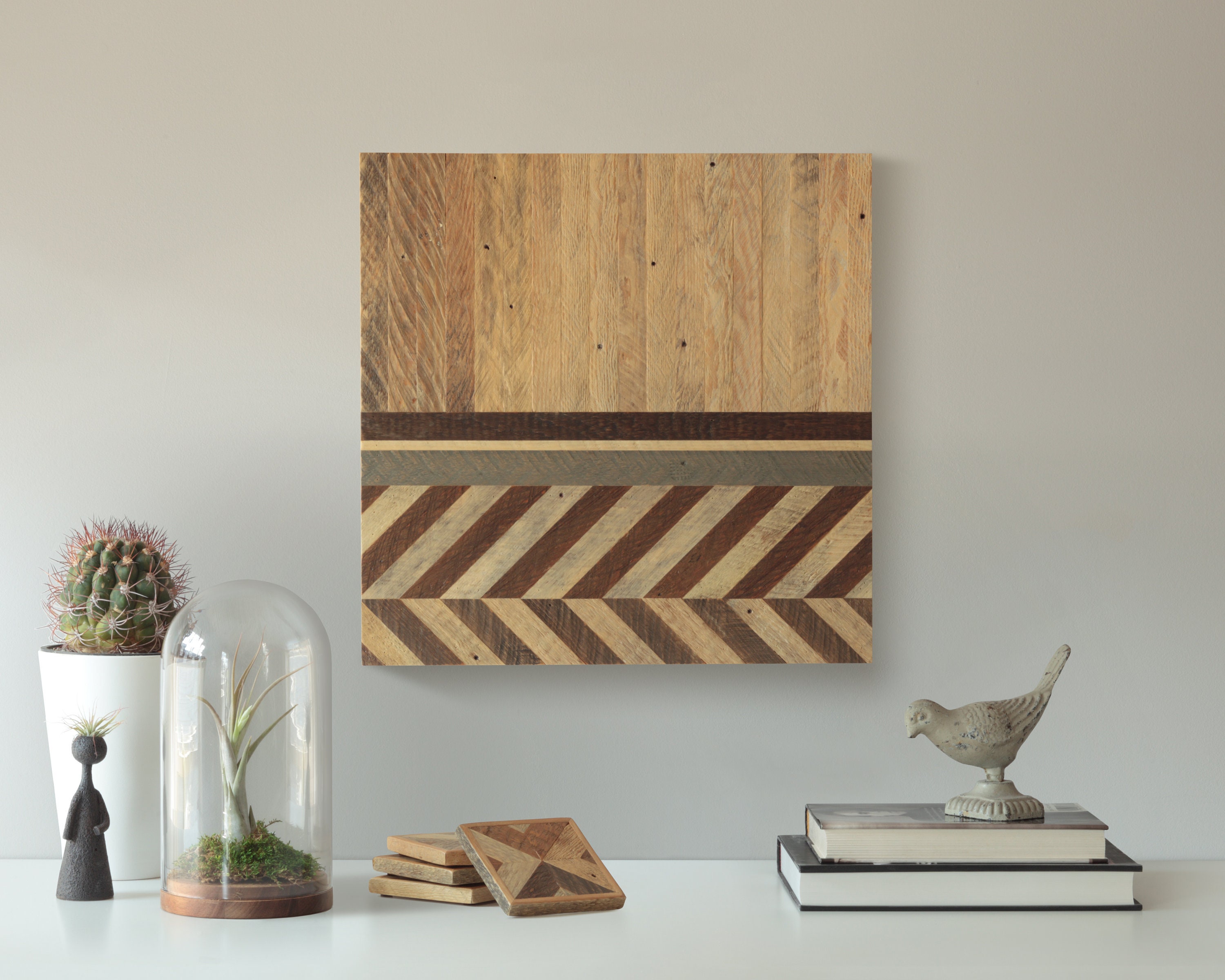 Geometric Wood Wall Art Modern Pattern Reclaimed Wood | Etsy