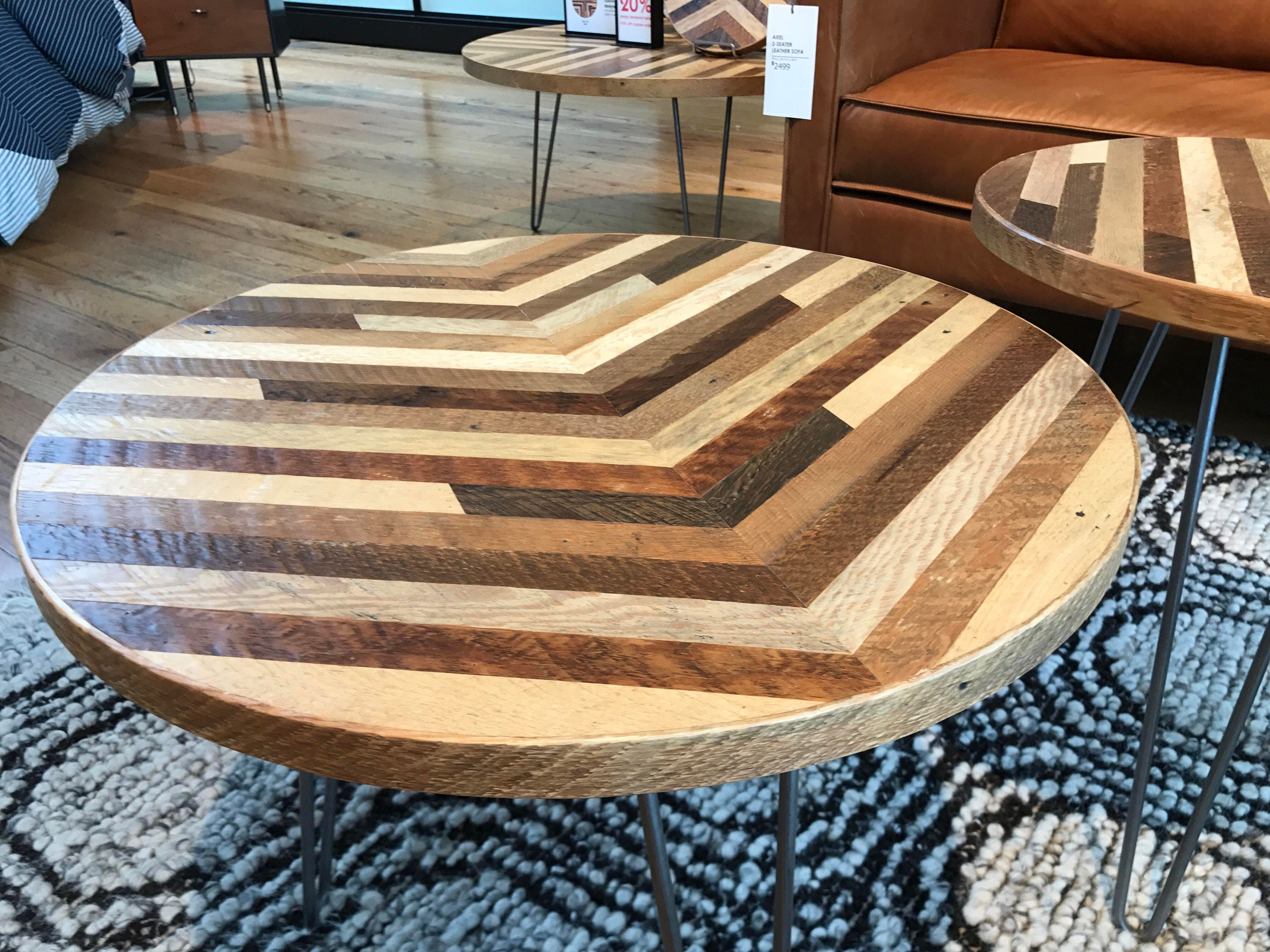 Medium Reclaimed Wood Lath Round Coffee Table | Etsy