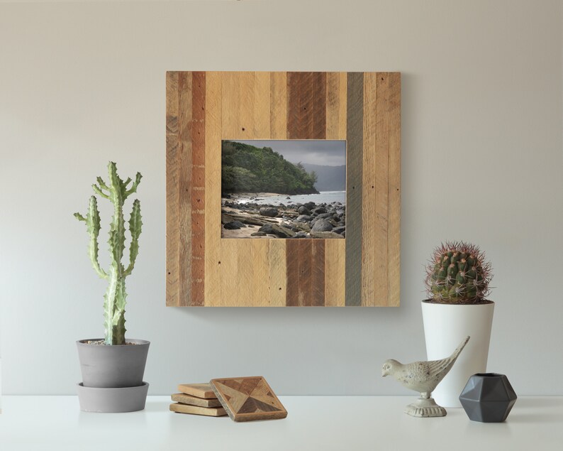 3 Reclaimed Wood Picture Frames Lath Pattern Decor | Etsy