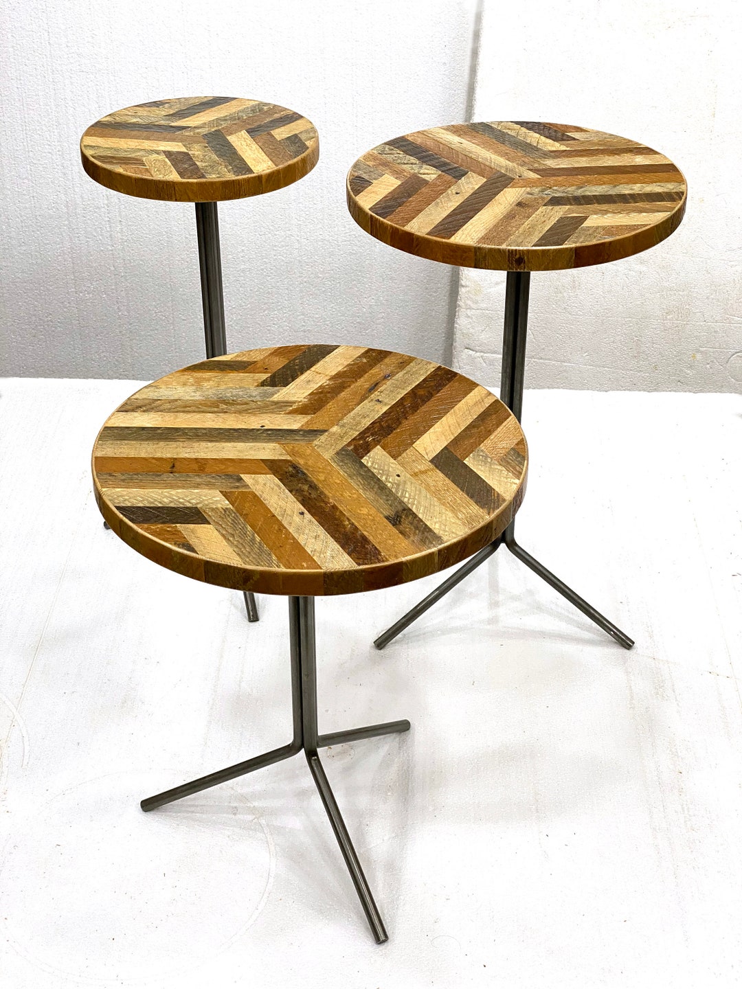 NEW!!! Pathwork Y Reclaimed Wood Side Table | Patchwork Y Pattern Lath ...