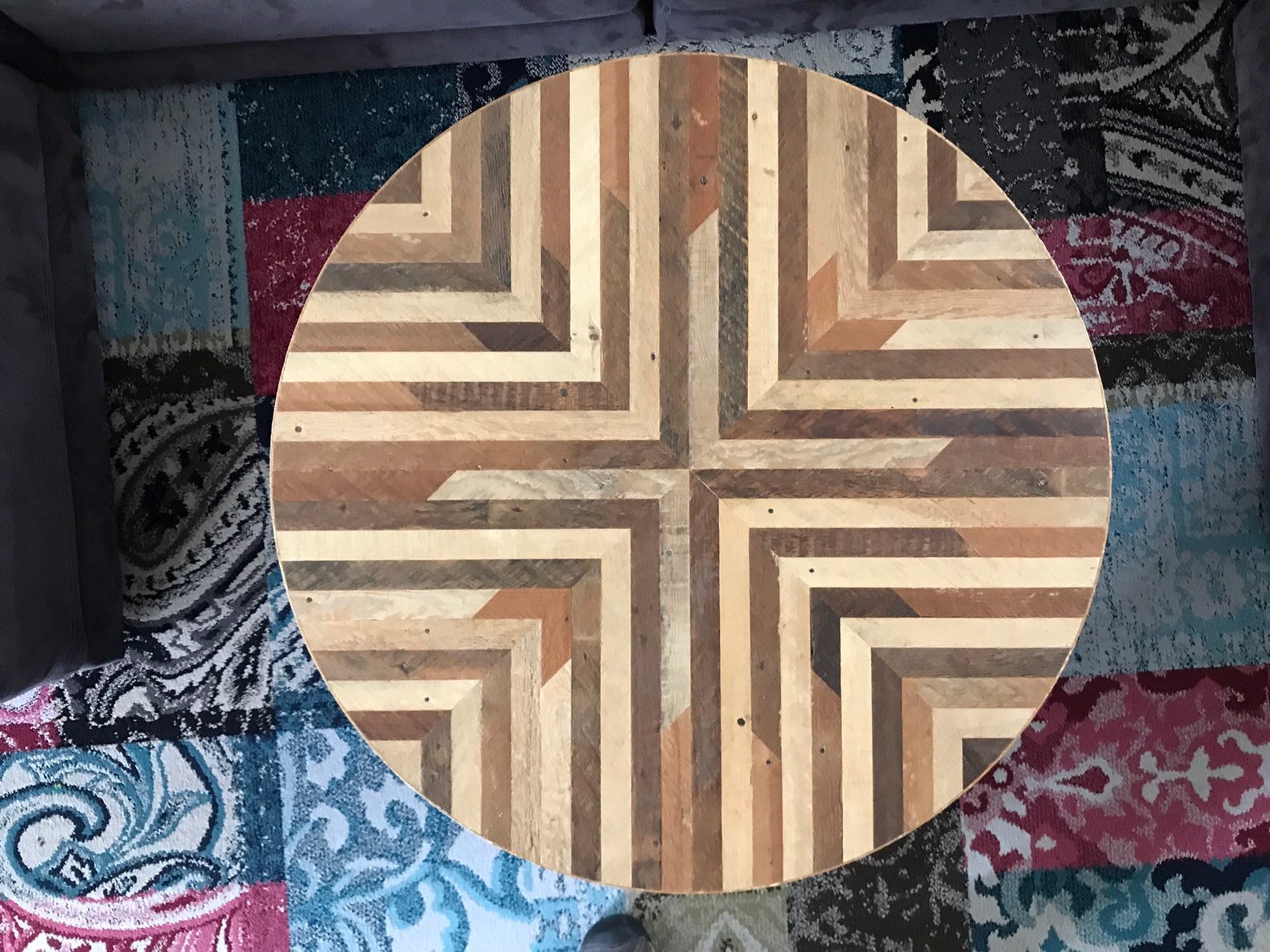 Custom Sized Round Reclaimed Wood Lath Table Top - Etsy