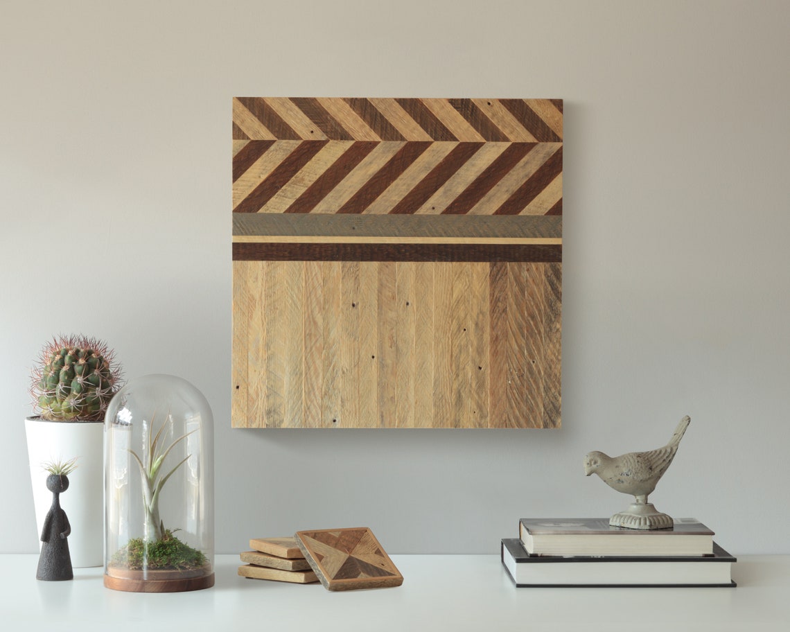 Geometric Wood Wall Art Modern Pattern Reclaimed Wood | Etsy