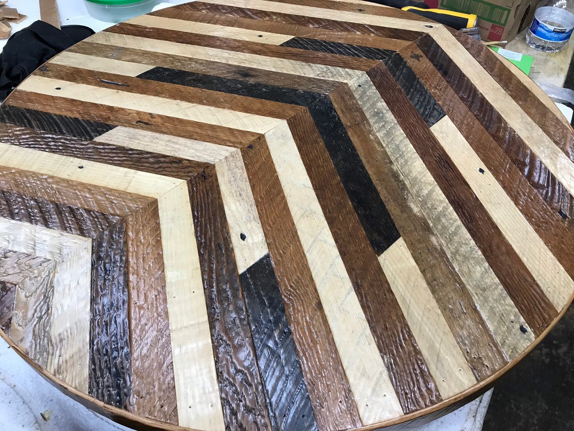 Custom Sized Round Reclaimed Wood Lath Table Top - Etsy