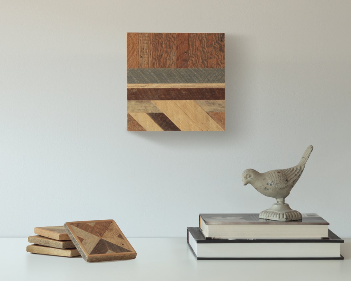 Geometric Wood Wall Art Modern Pattern Reclaimed Wood | Etsy