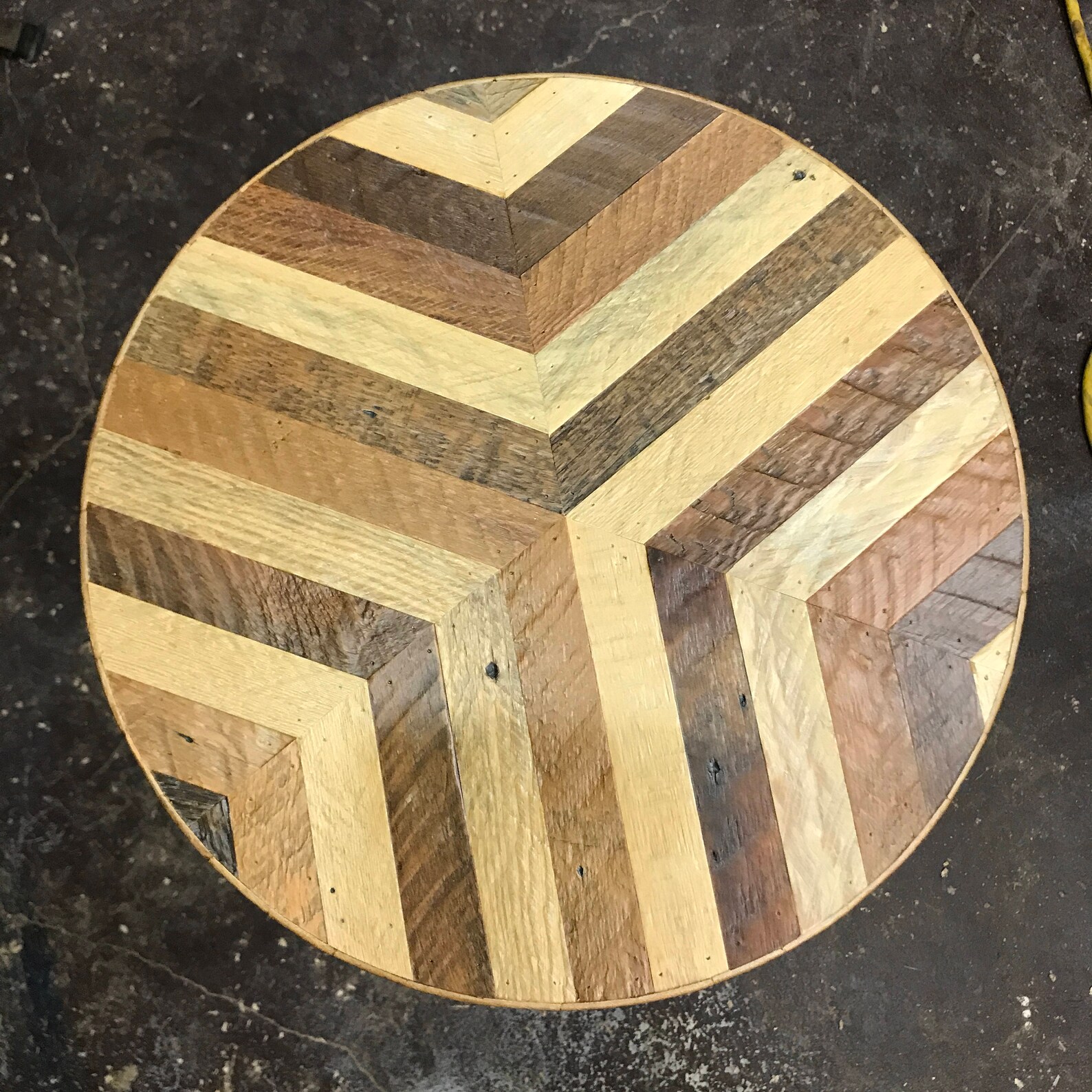 Reclaimed Wood Side Table | Round Y Pattern Lath | Custom Size - Etsy
