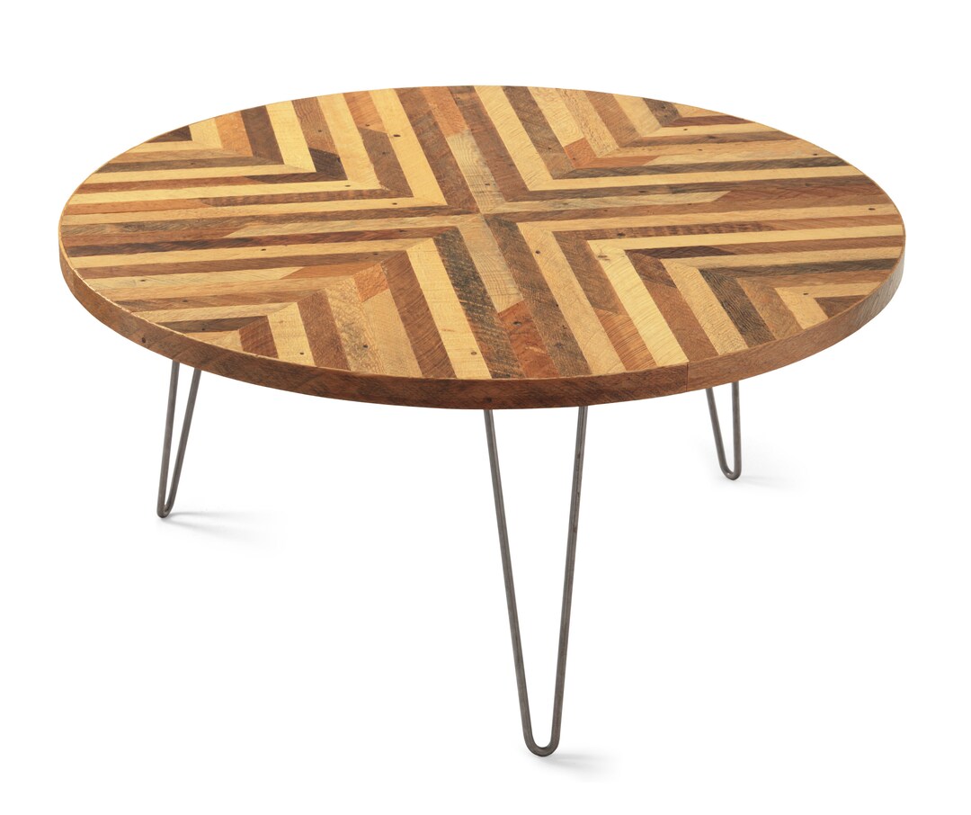 Round Reclaimed Wood Lath Coffee Table - Etsy