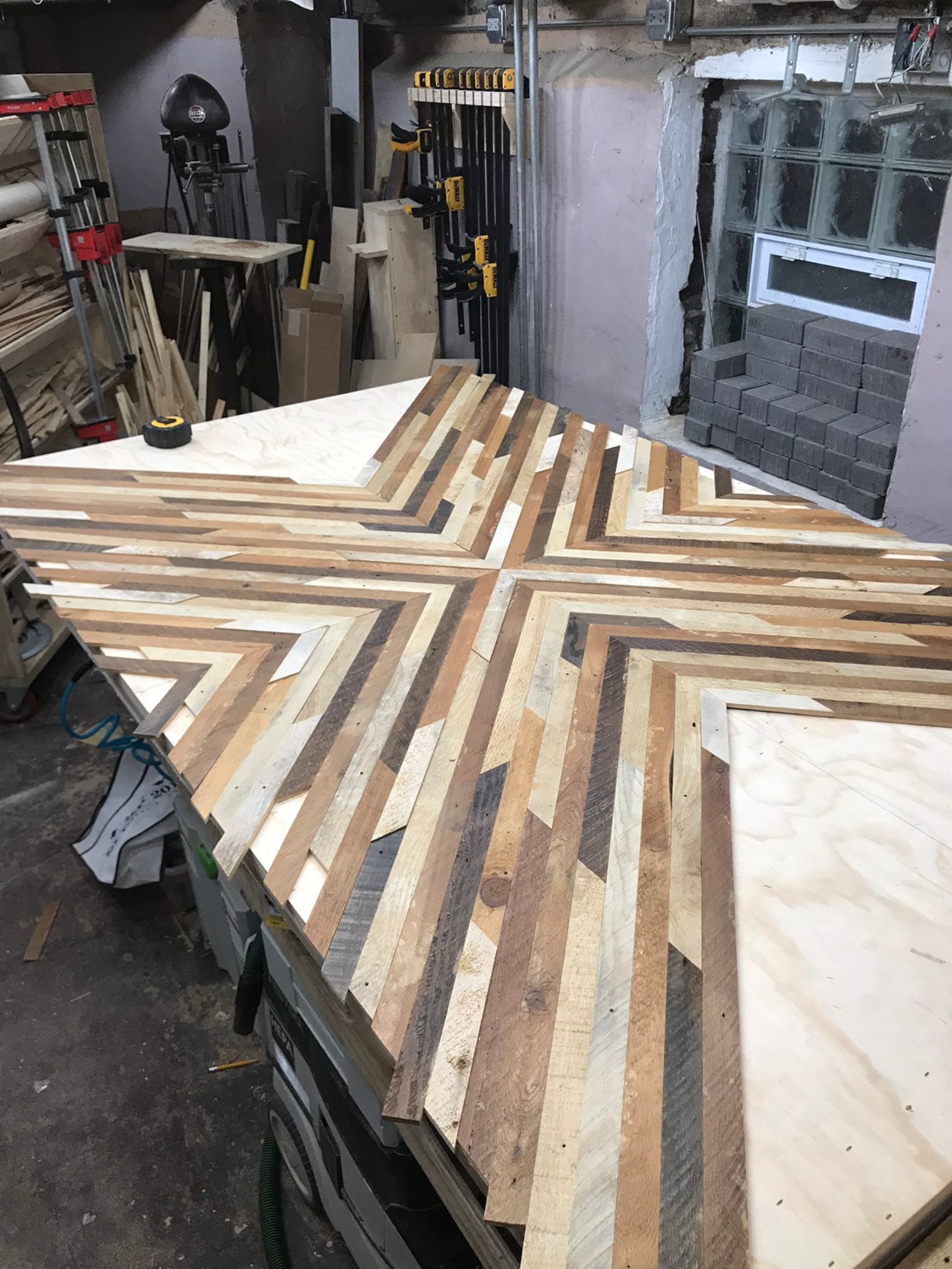 Geometric Wood Art/barn Door| Modern Pattern Reclaimed Wood - Etsy