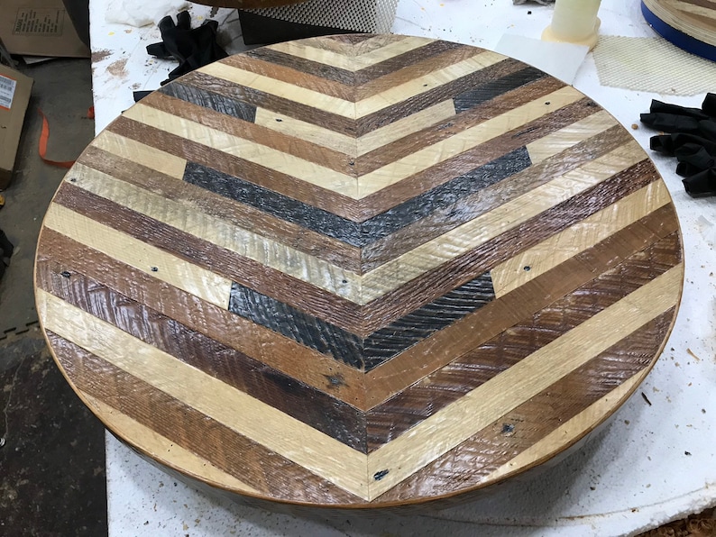 Custom Sized Round Reclaimed Wood Lath Table Top - Etsy Australia