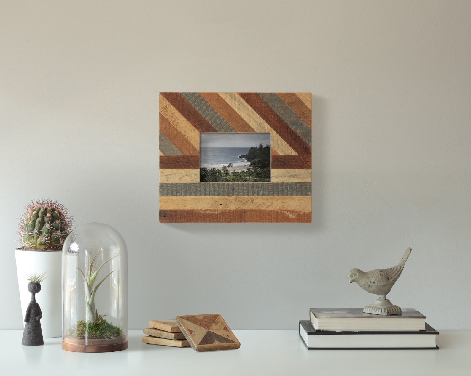 3 Reclaimed Wood Picture Frames Lath Pattern Decor | Etsy